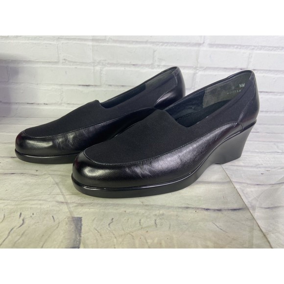 Munro | Shoes | Munro Kayla Womens Black Slip On Wedge Heels Shoes ...